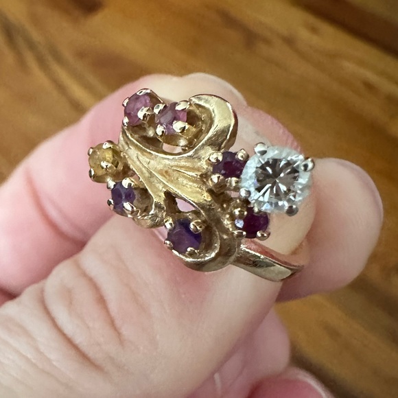 Jewelry | Vintage Ornate Gold Ring With Pink And Purple Stones And A ...